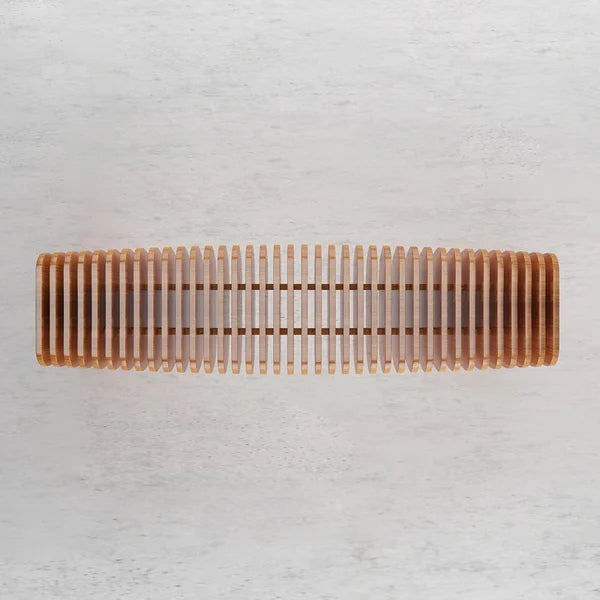 Modern Natural Wooden Curved Entryway Bench Seat Vertical Linear Surfa ...